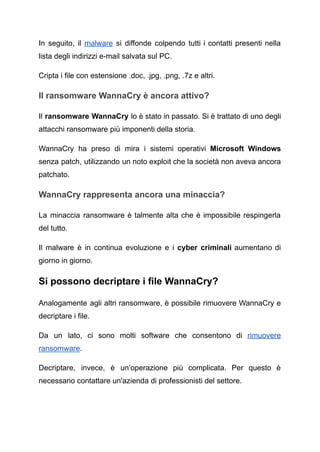 Ransomware WannaCry: Cosa Fa E Quali Dati Cripta.pdf