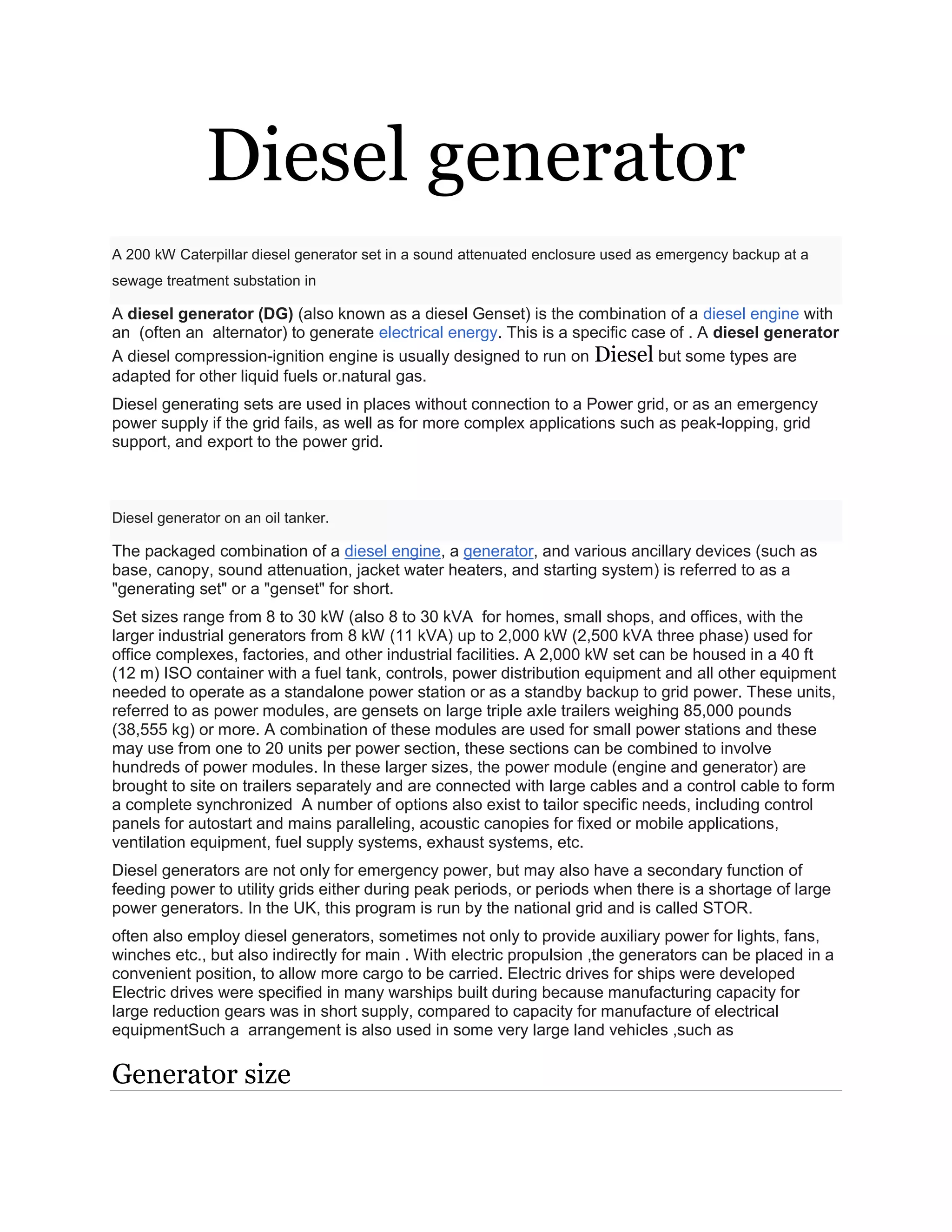 Diesel Generator | PDF