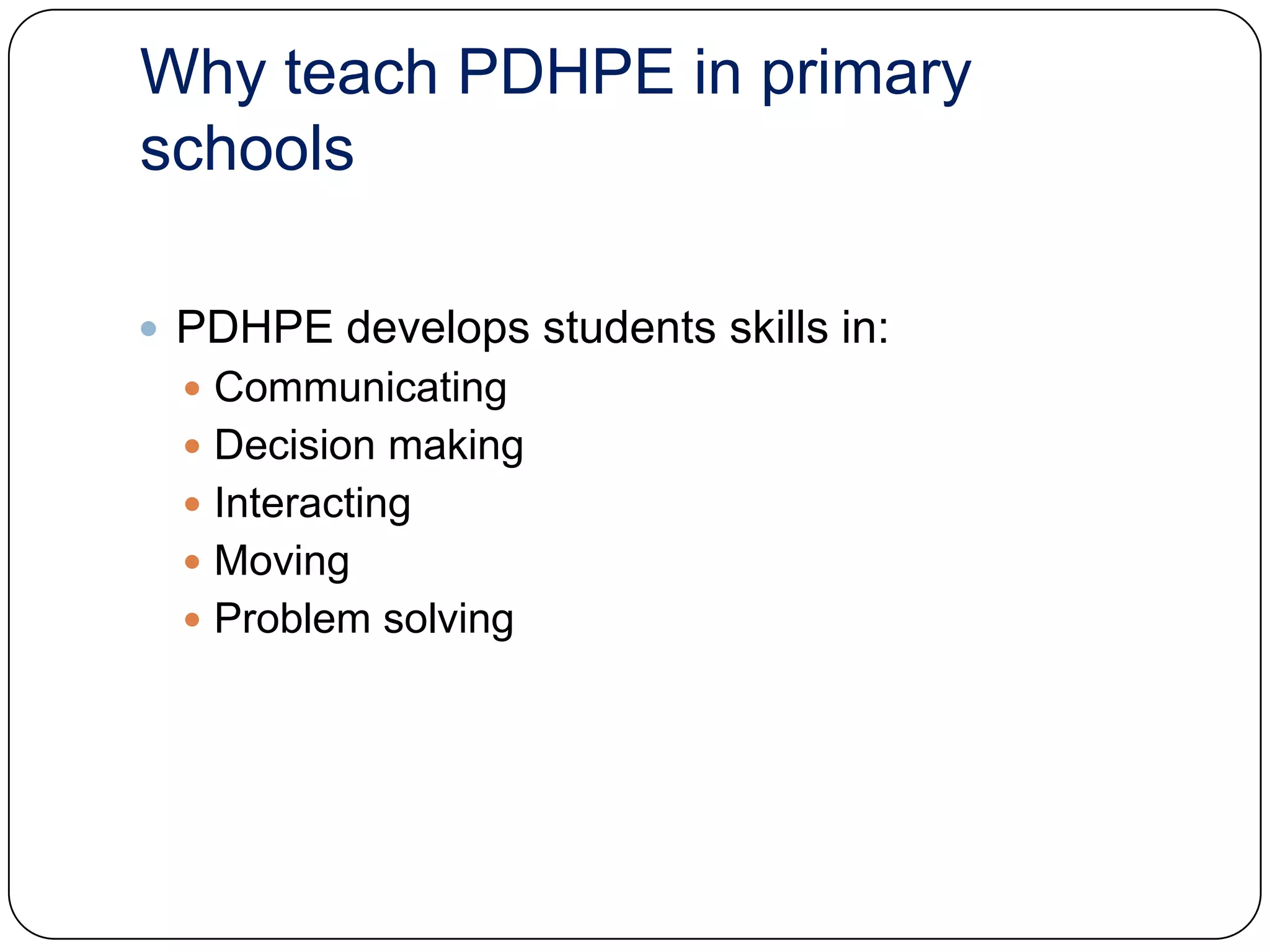 PDHPE in Primary Schools | PPTX