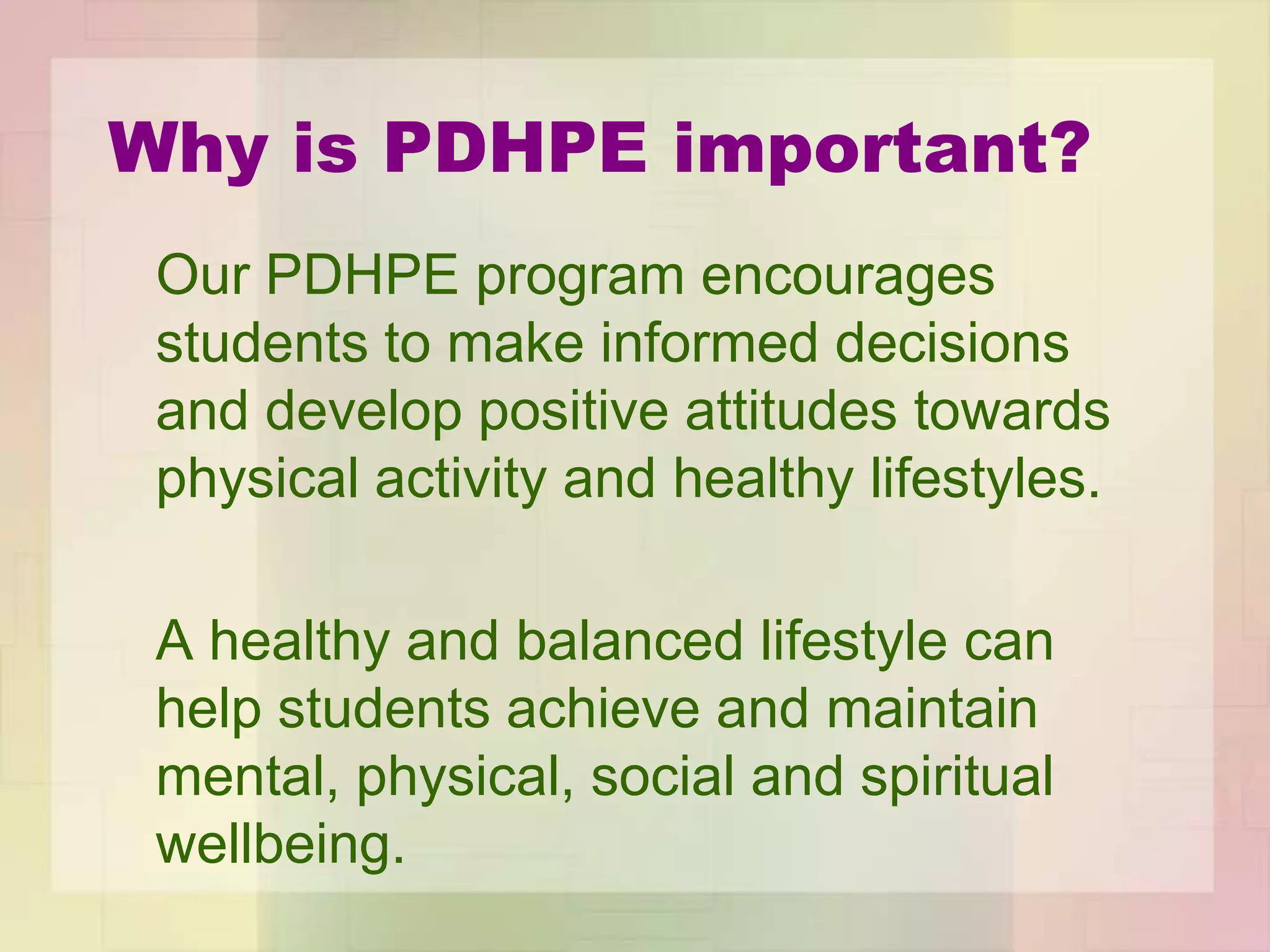 PDHPE Teaching Rationale | PPSX | Homework and Study | Education