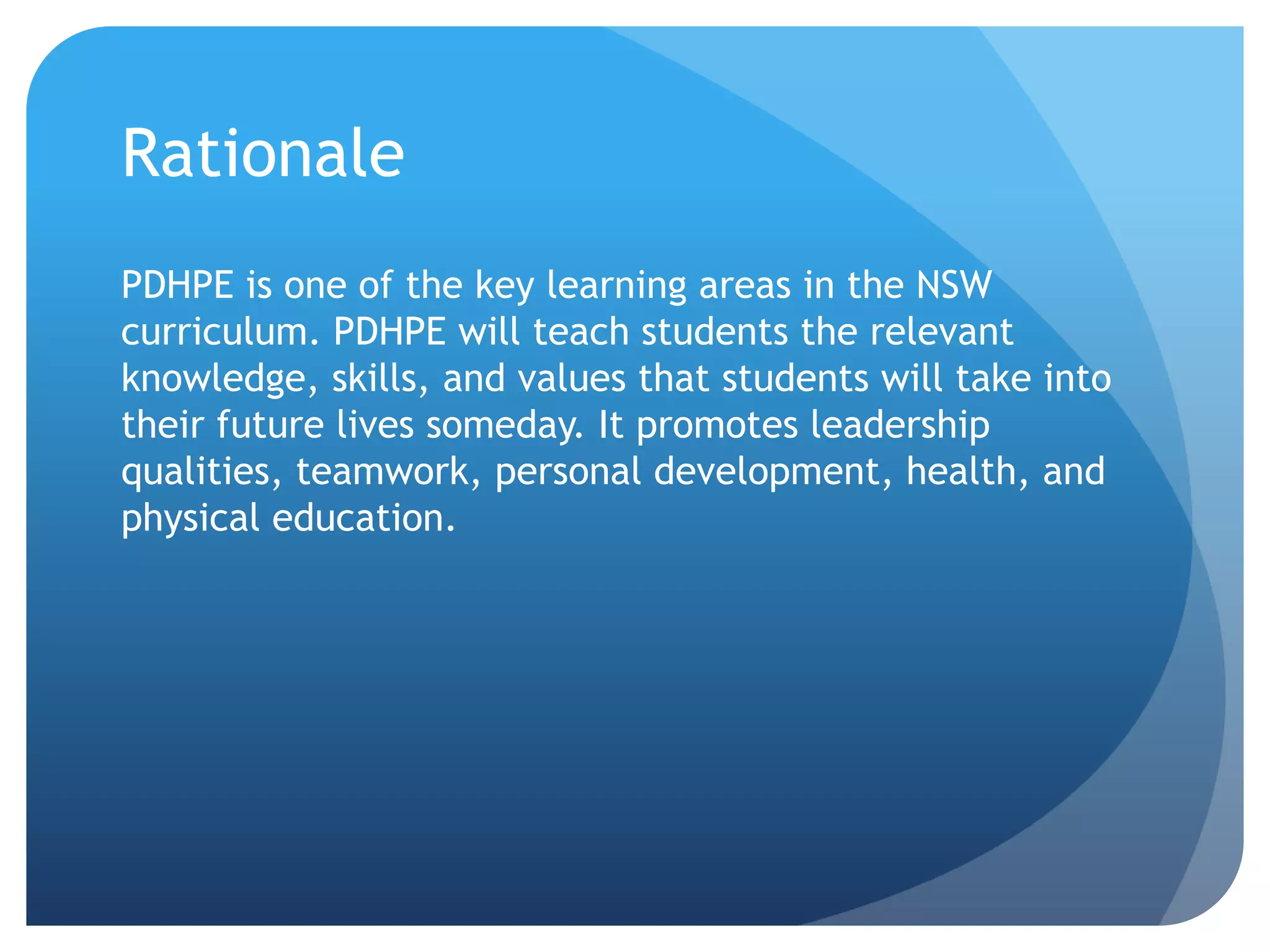 Pdhpe rationale | PPT