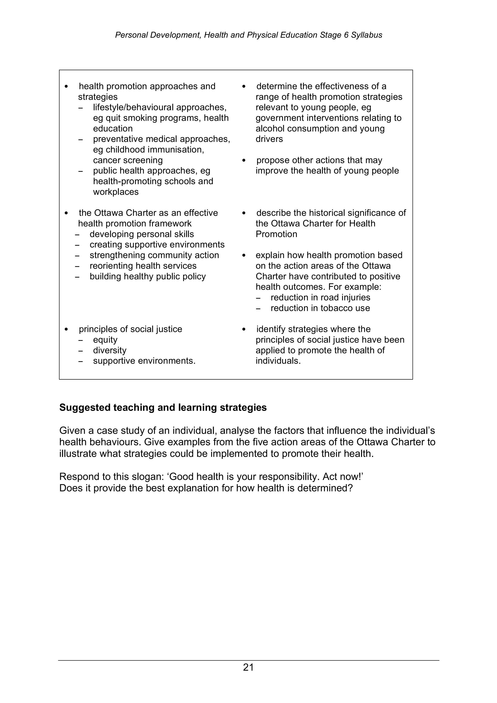 Pdhpe stage 6 syllabus | PDF