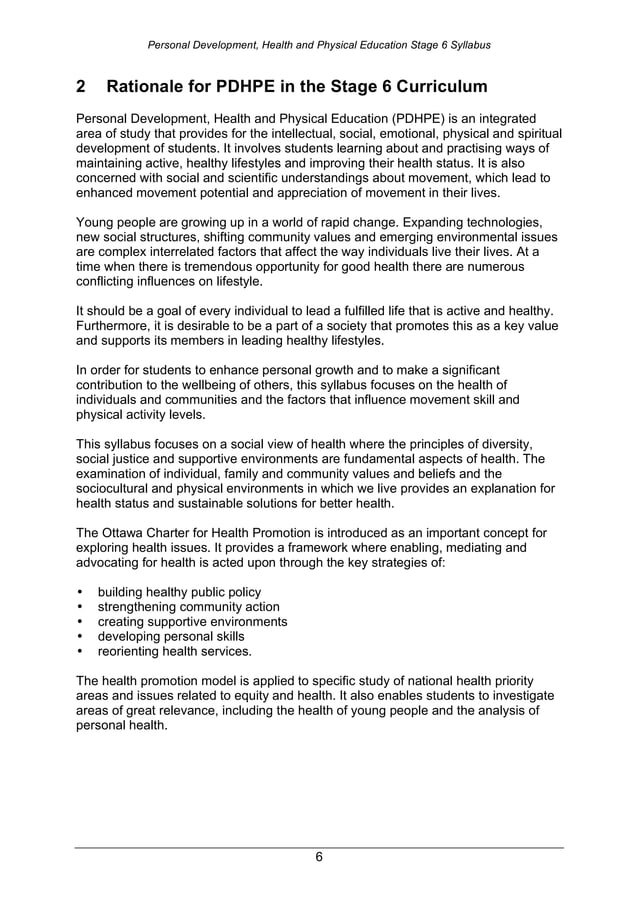 Pdhpe stage 6 syllabus | PDF