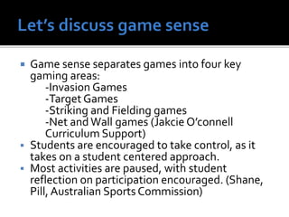 PDHPE – the idea of game sense | PPTX | Educational Video Games | Video ...