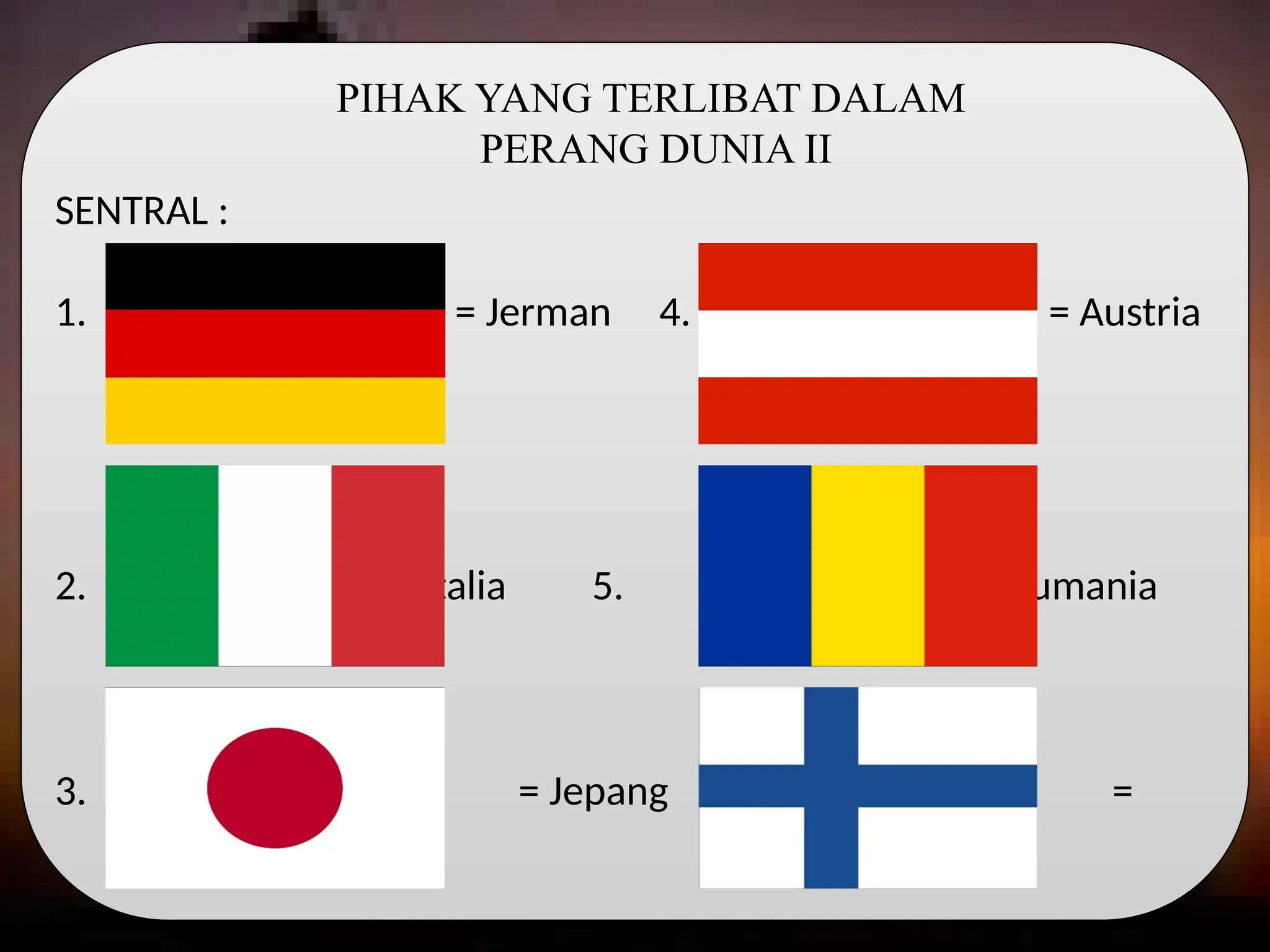 Perang Dunia kedua dan negara-negara yang terlibat | PPTX