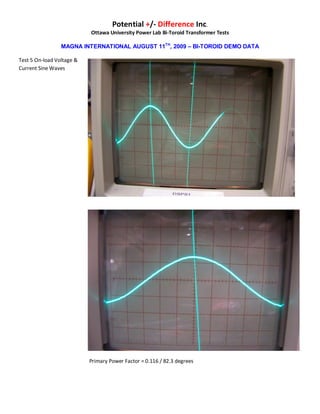 PDi Multiple Bi-Toroid Transformer (Bi-TT) Testing for MAGNA ...