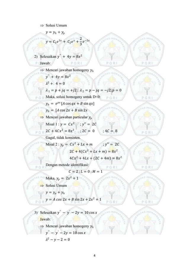 Pd linier tak homogen dengan Koef Konstan | PDF