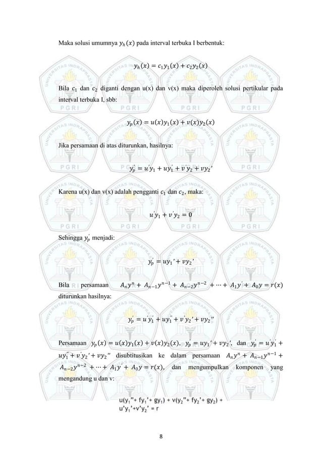 Pd linier tak homogen dengan Koef Konstan | PDF