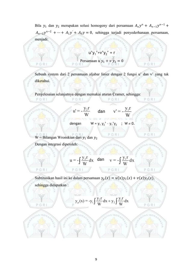 Pd linier tak homogen dengan Koef Konstan | PDF