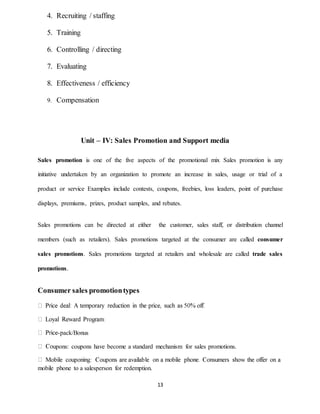 Notes of Promotion and Distribution Management | DOCX