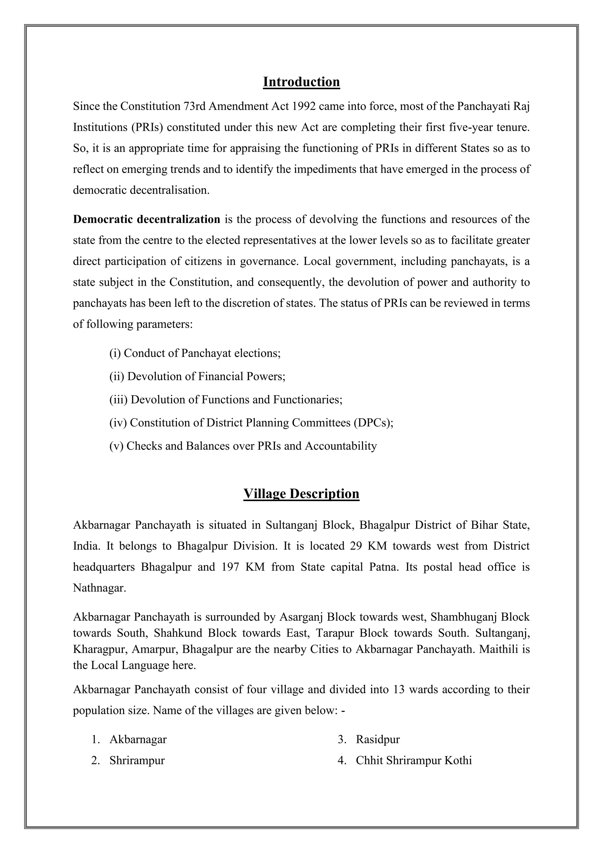 Democratic Decentralization of power | PDF