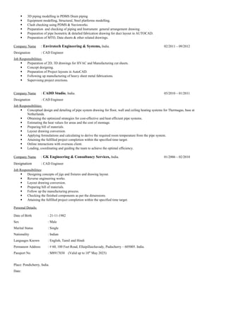 Pdms, autocad designer cv-_t_gunalan | PDF
