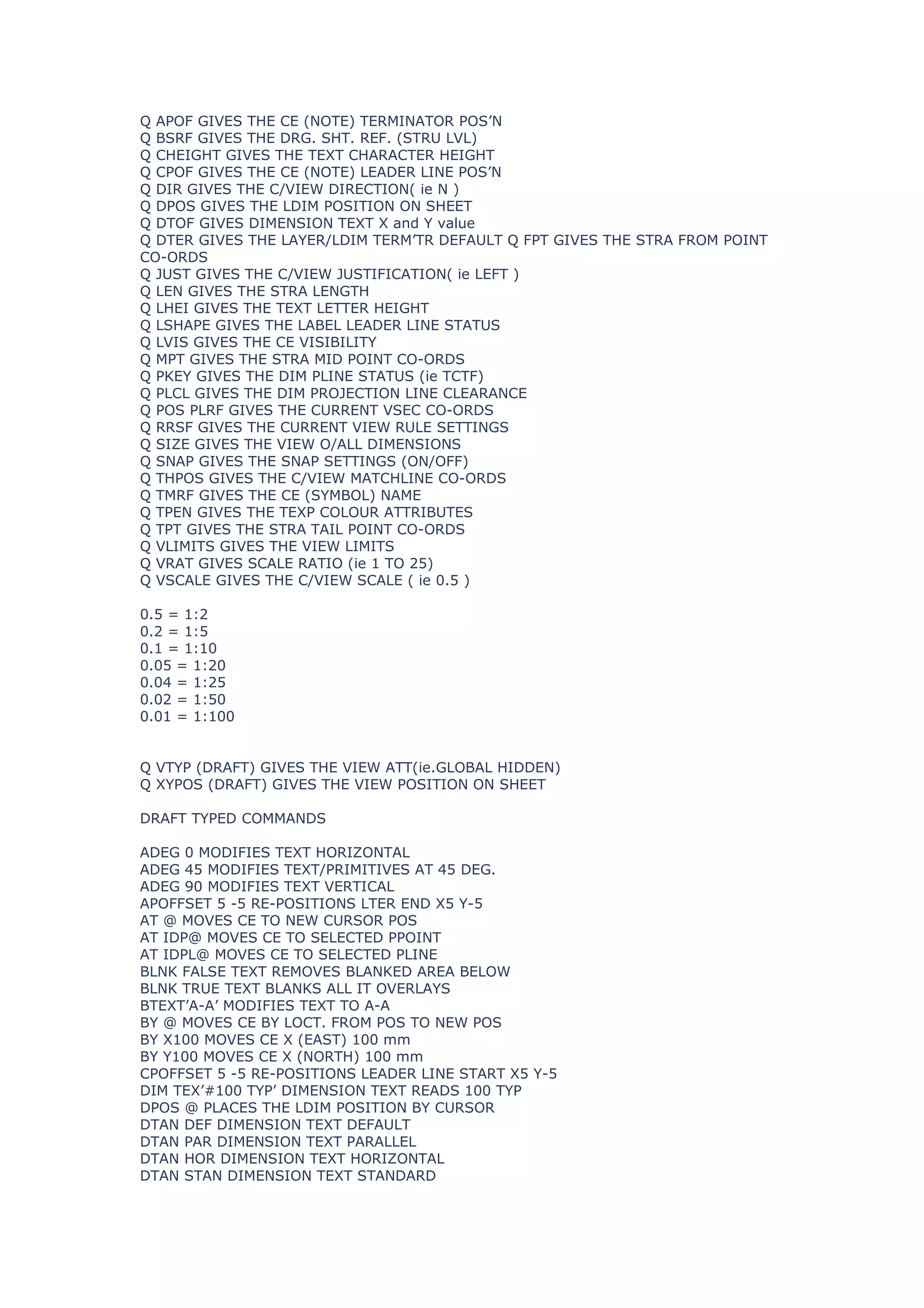 Pdms latest commands | DOC