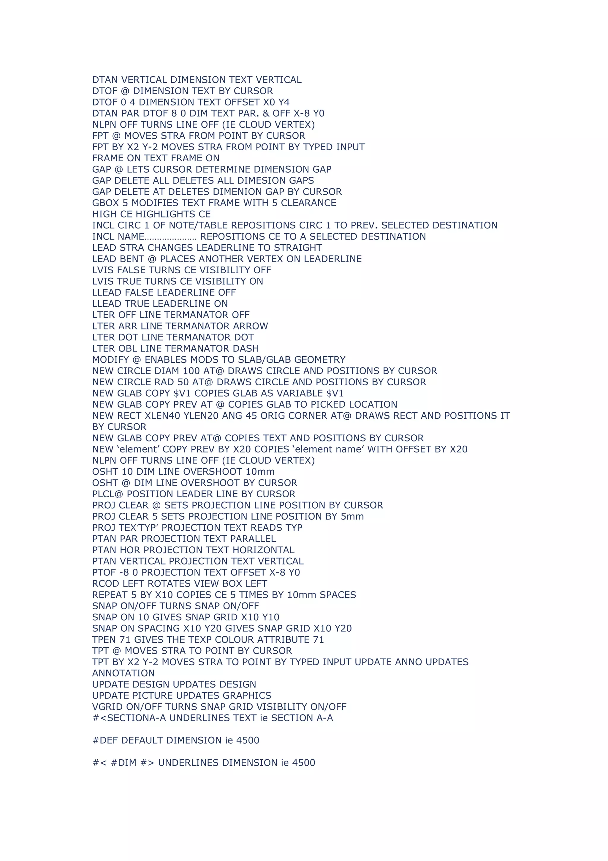 Pdms latest commands | DOC