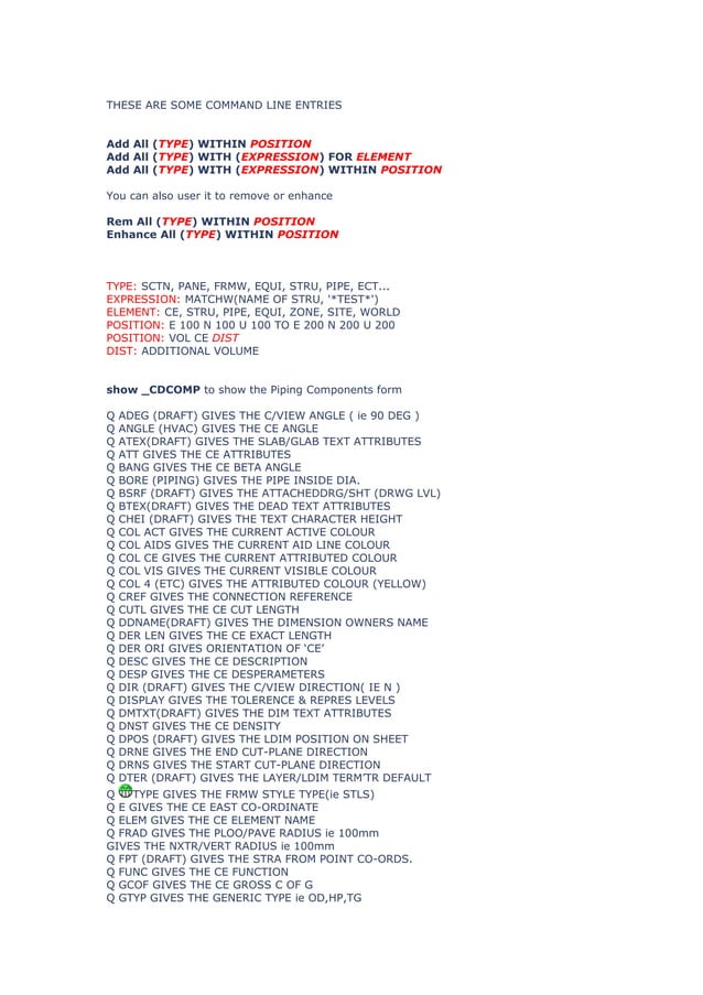 Pdms latest commands | DOC | Chemistry | Science