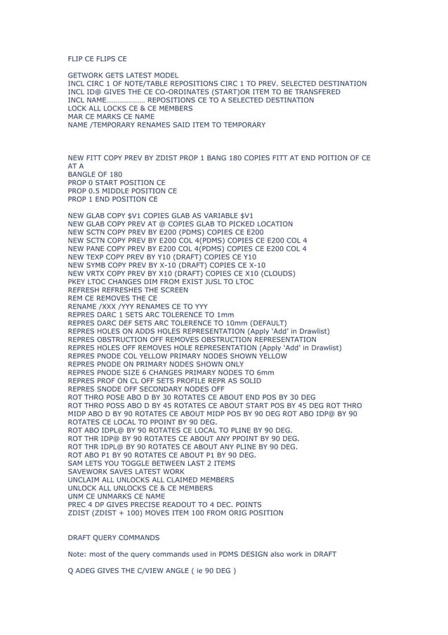 Pdms latest commands | DOC | Chemistry | Science