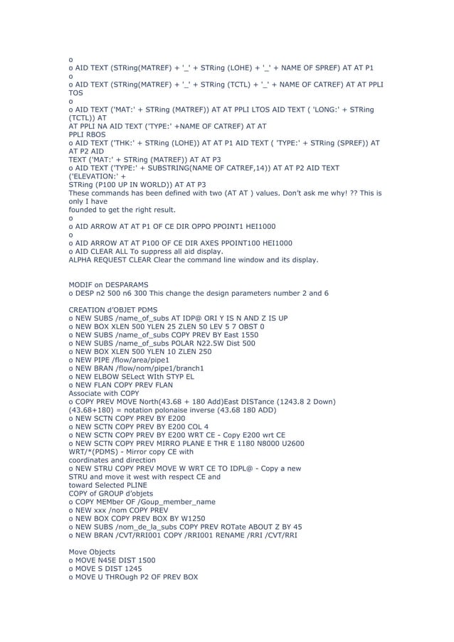 Pdms Latest Commands Pdf