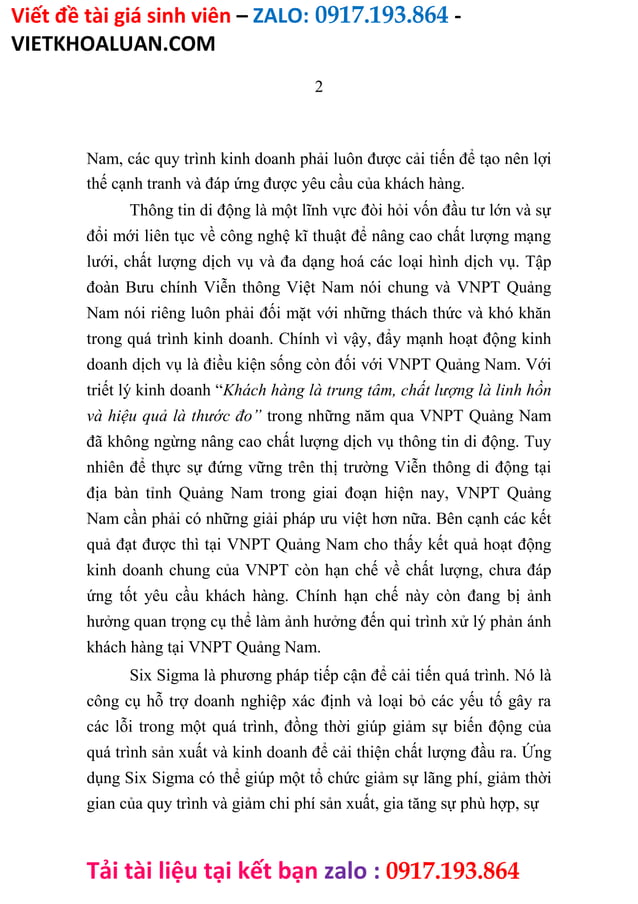 Áp dụng 6 Sigma để cải tiến quy trình xử lý phản ánh khách hàng tại VNPT Quảng Nam.doc