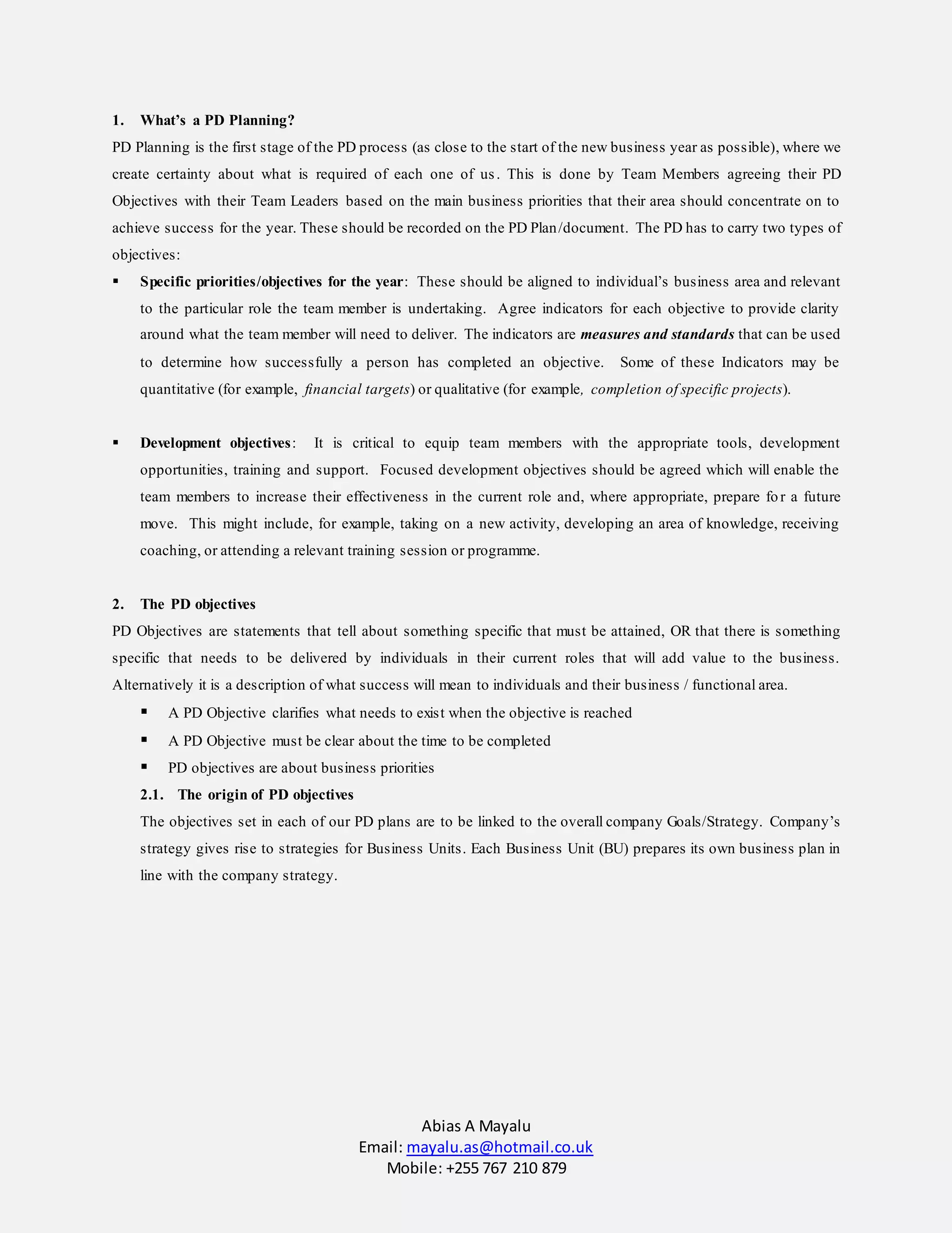 Pd objectives pre course reading | DOCX | Human Resources | Business