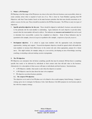 Pd objectives pre course reading | DOCX | Human Resources | Business