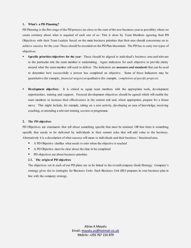 Pd objectives pre course reading | PDF