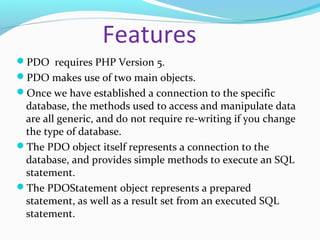 PHP - PDO Objects | PPT | Databases | Computer Software and Applications