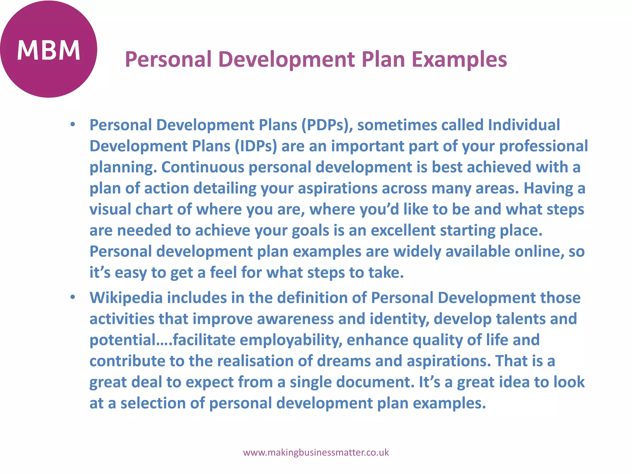 Personal Development Plans | PPTX