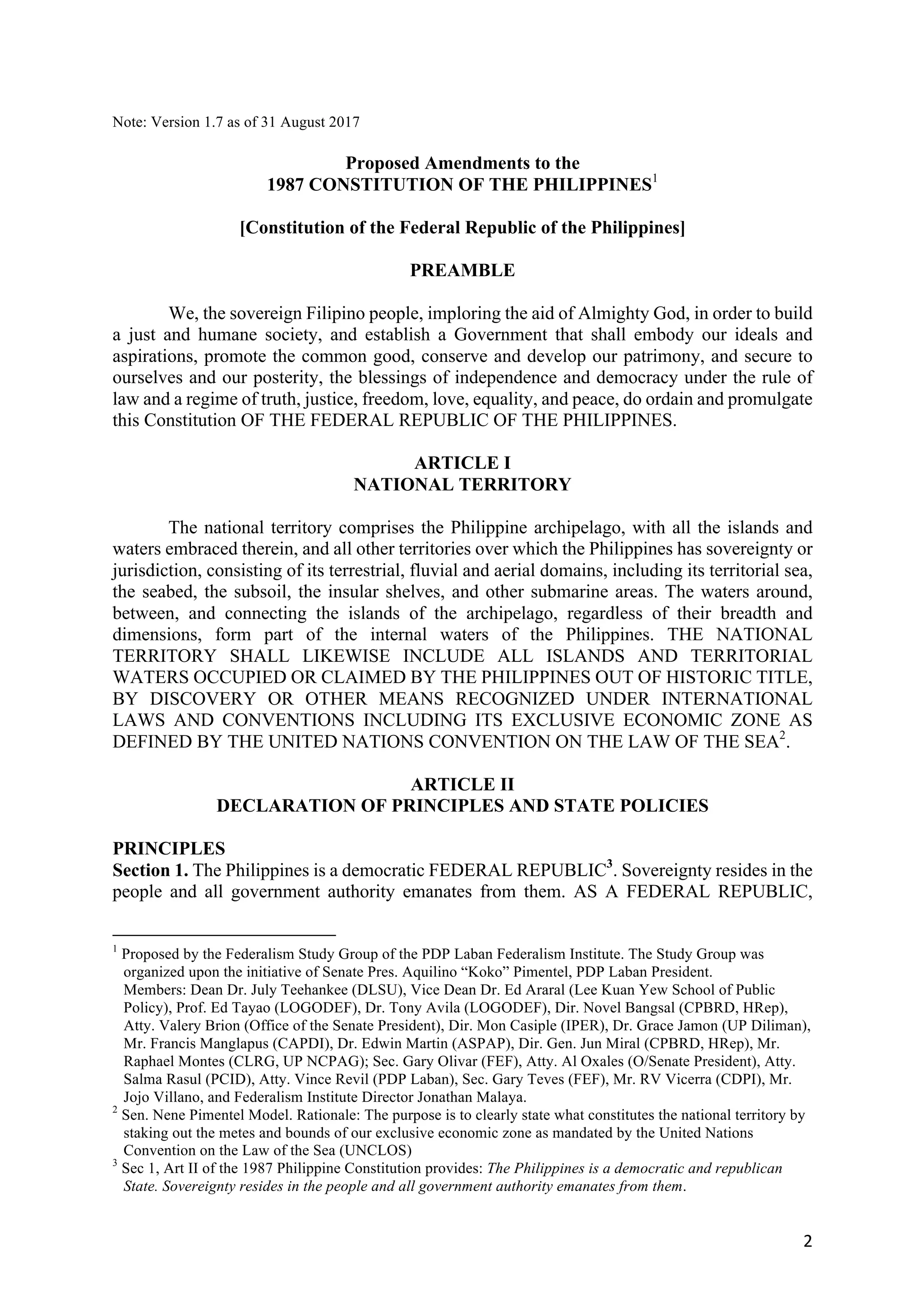 PDP-LABAN PROPOSED CONSTITUTION of the Federal Republic of the ...