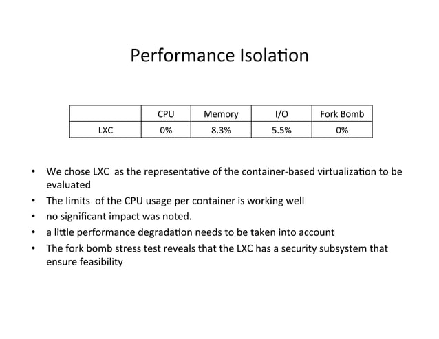 A Performance Comparison Of Container Based Virtualization Systems For