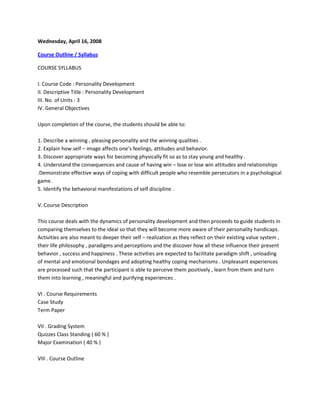 Pdp course contents | DOCX