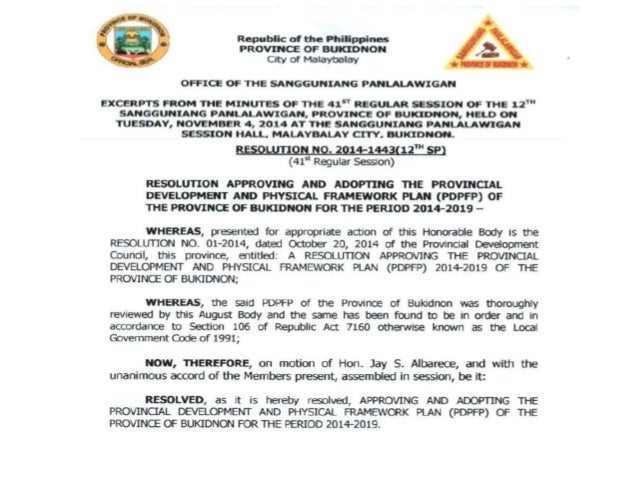 Bukidnon Provincial Development and Physical Framework Plan Bukidnon Provincial Development and Physical Framework Plan