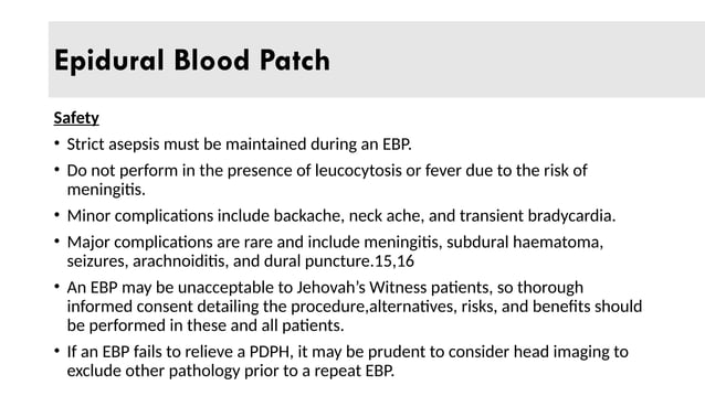 Management of Post dural puncture headache by Dr. Kolawole Kazeem ...