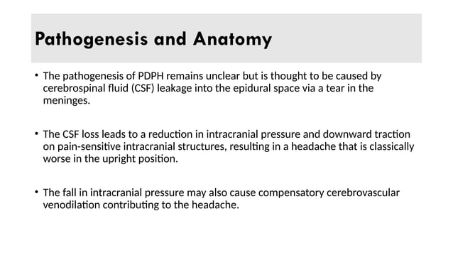 Management of Post dural puncture headache by Dr. Kolawole Kazeem ...