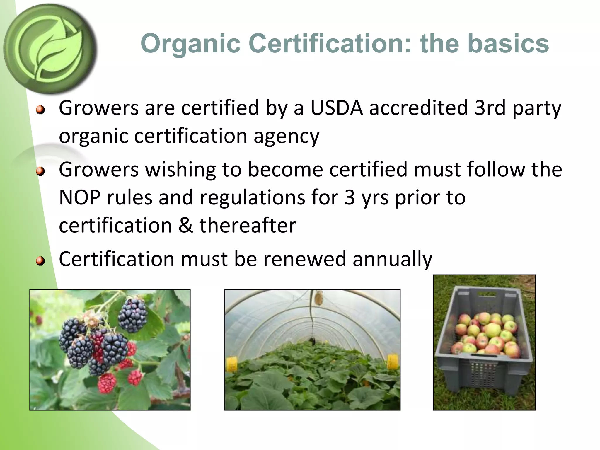 Organic certification for Horticultural Crops | PPTX