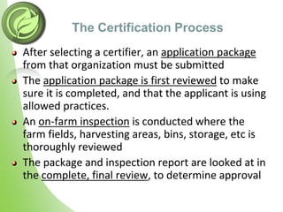 Organic certification for Horticultural Crops | PPTX