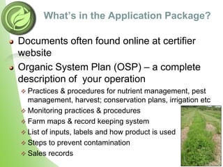 Organic certification for Horticultural Crops | PPTX