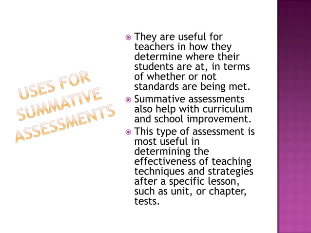 Summative and Formative Assessment | PPTX | Educational Assessment | Education