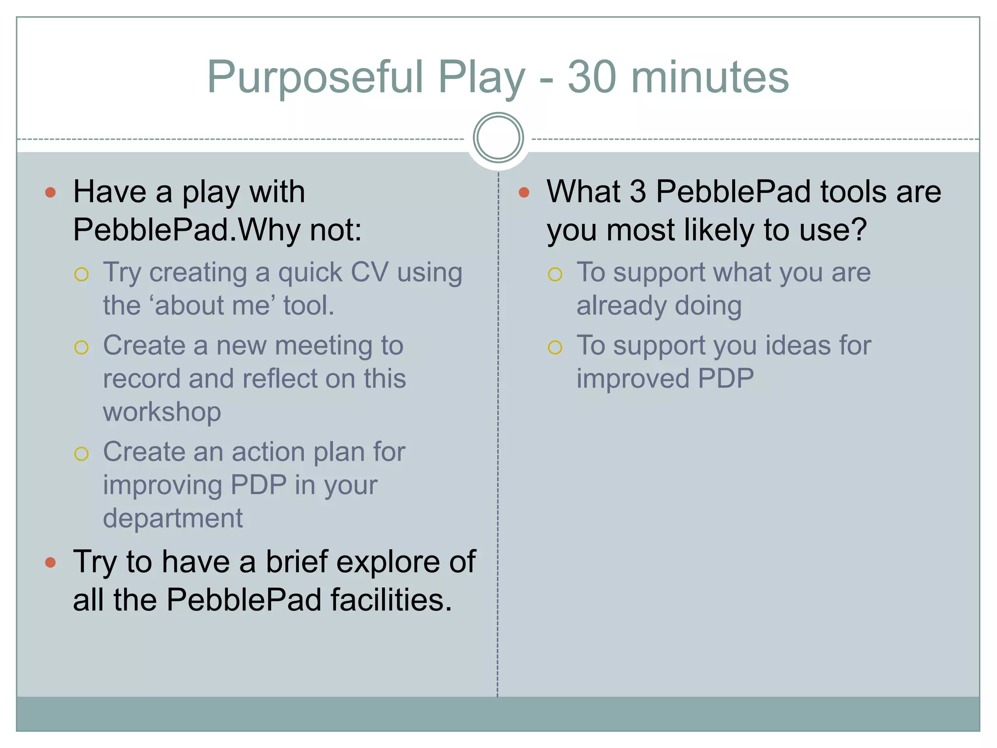 PDP PebblePad Presentation 2010 | PPTX