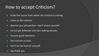 Acceptance of Criticism | PPTX