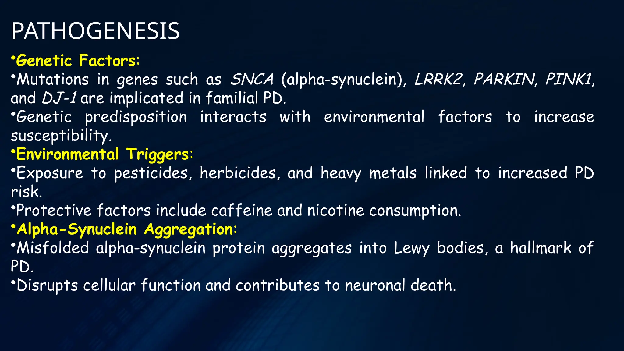 Overview of Parkinson’s disease :- Etiology, types, pathogenesis,signs ...
