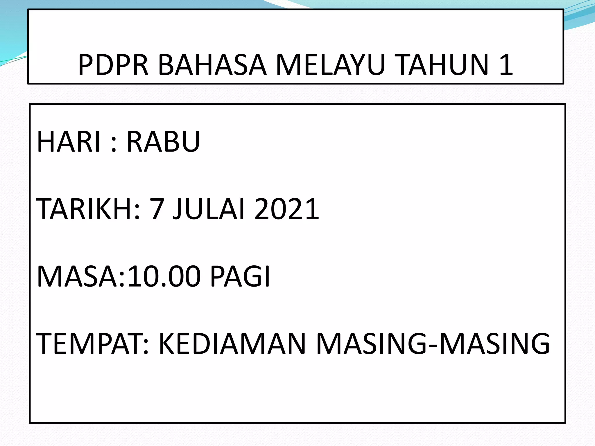 PDPR BM TAHUN 1 | PPTX