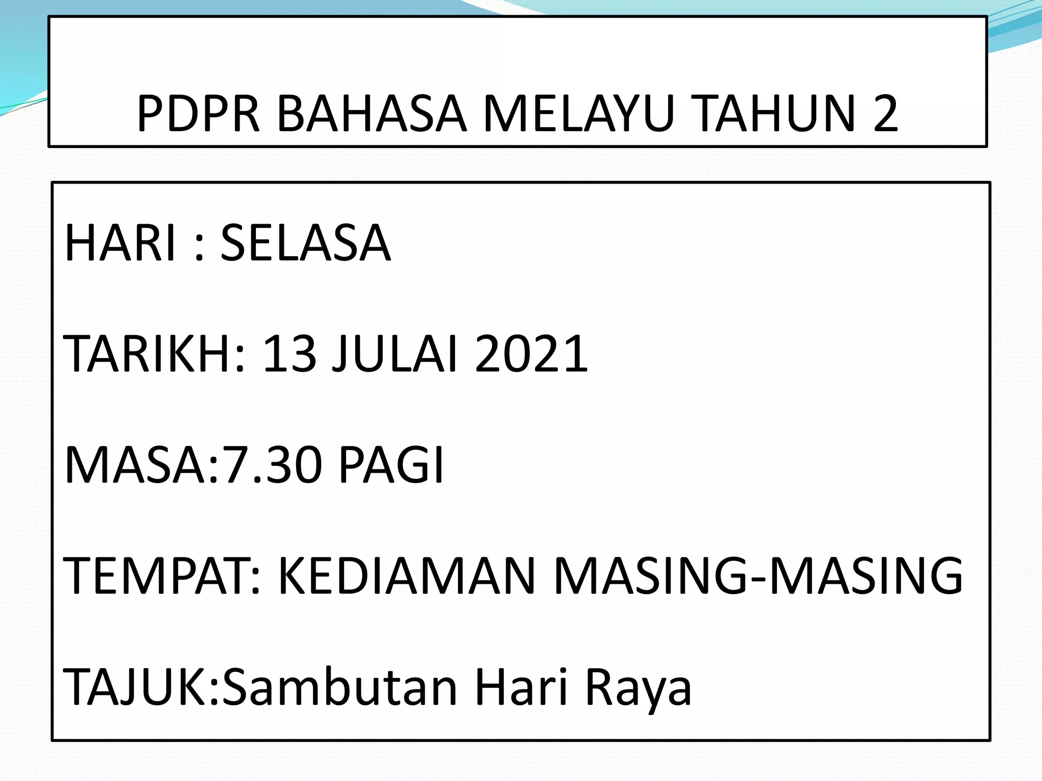Pdpr Bahasa Melayu Tahun 2 Pptx