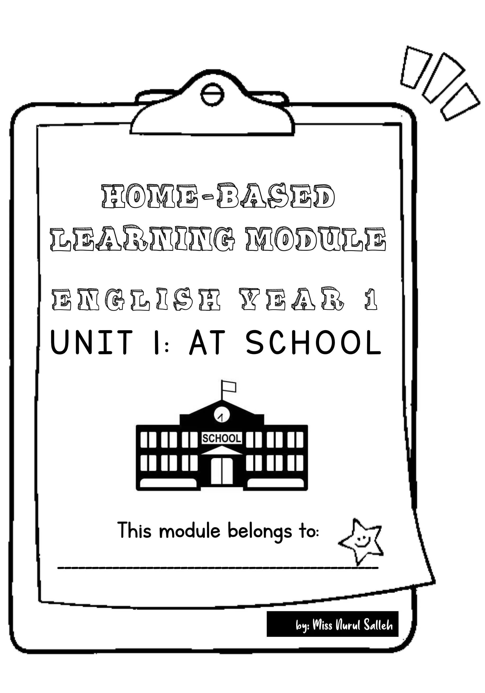 Pdpr module english year 1 (unit 1 at school) upload | PDF