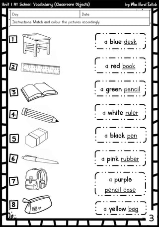 Pdpr module english year 1 (unit 1 at school) upload | PDF