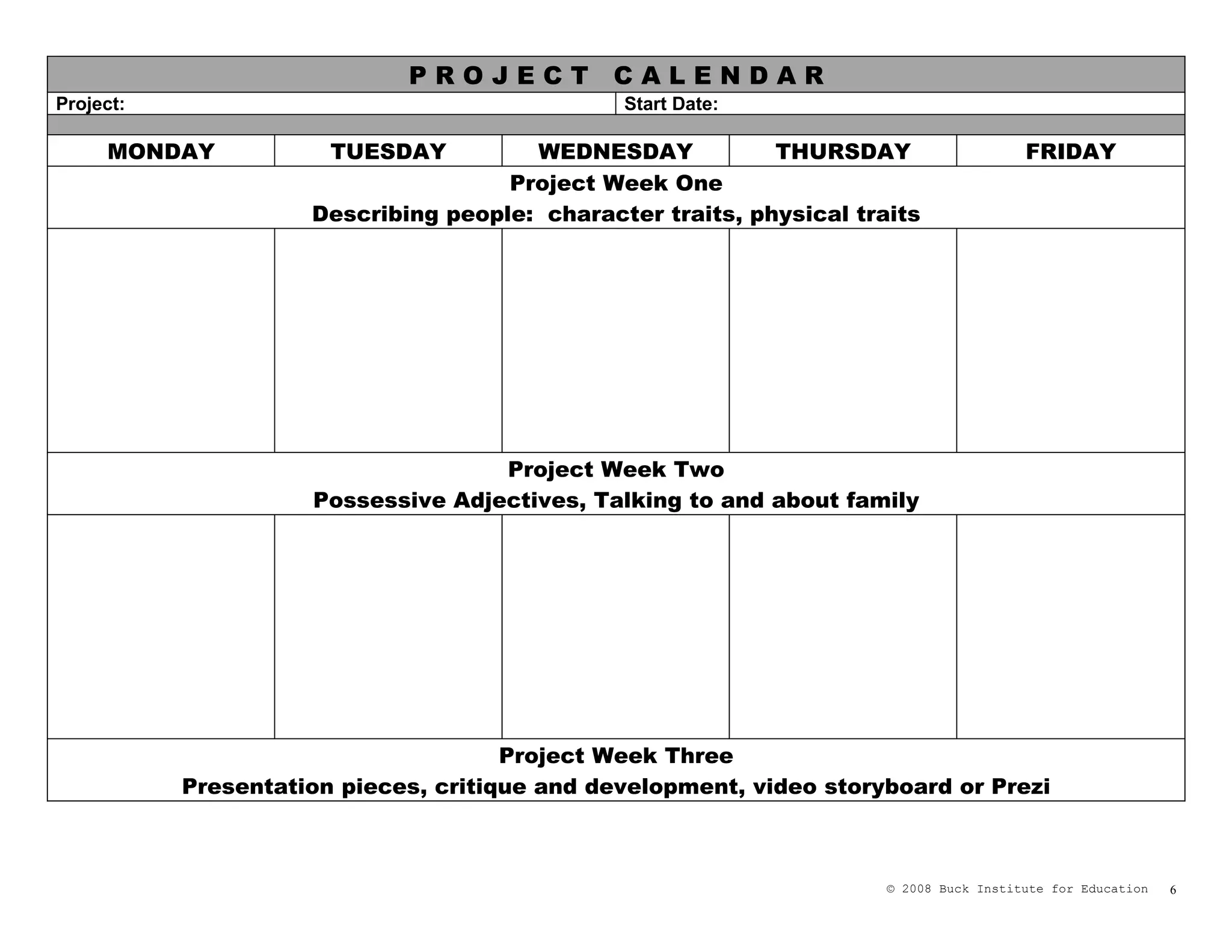 PD project planner for PBL | DOC