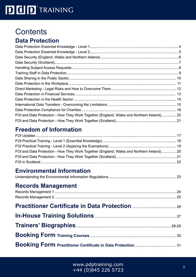 PDP Training Courses Catalogue | PDF