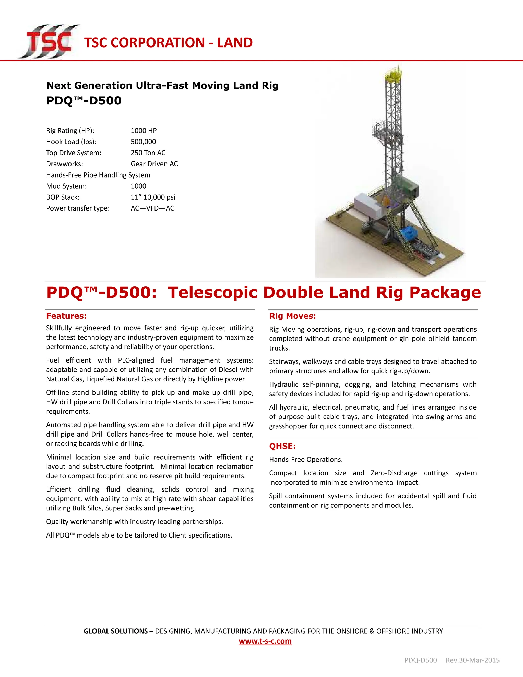 PDQ™-D500: Telescopic Double Land Rig Package | PDF