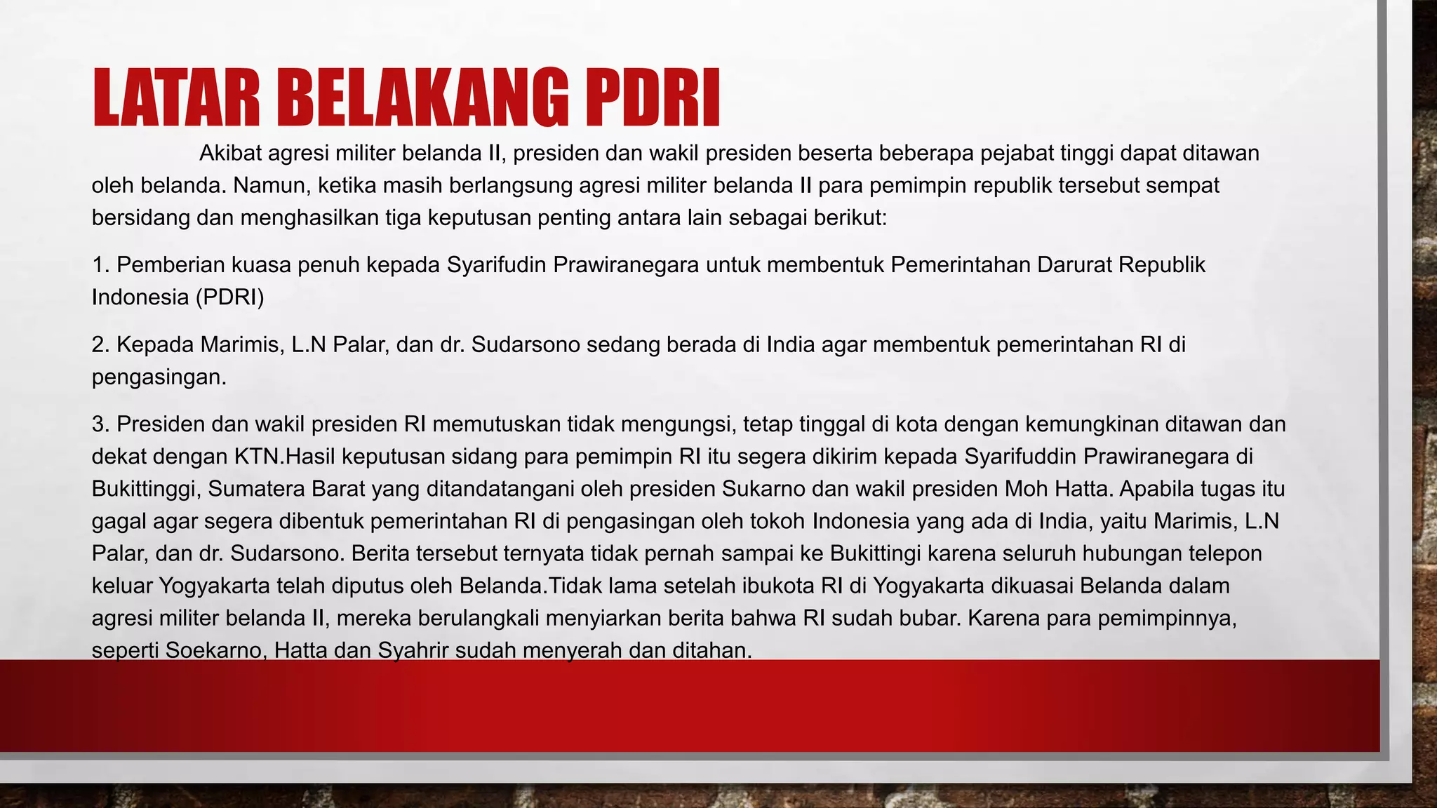 Pdri (pembentukan pemerintahan darurat republik indonesia) | PPTX