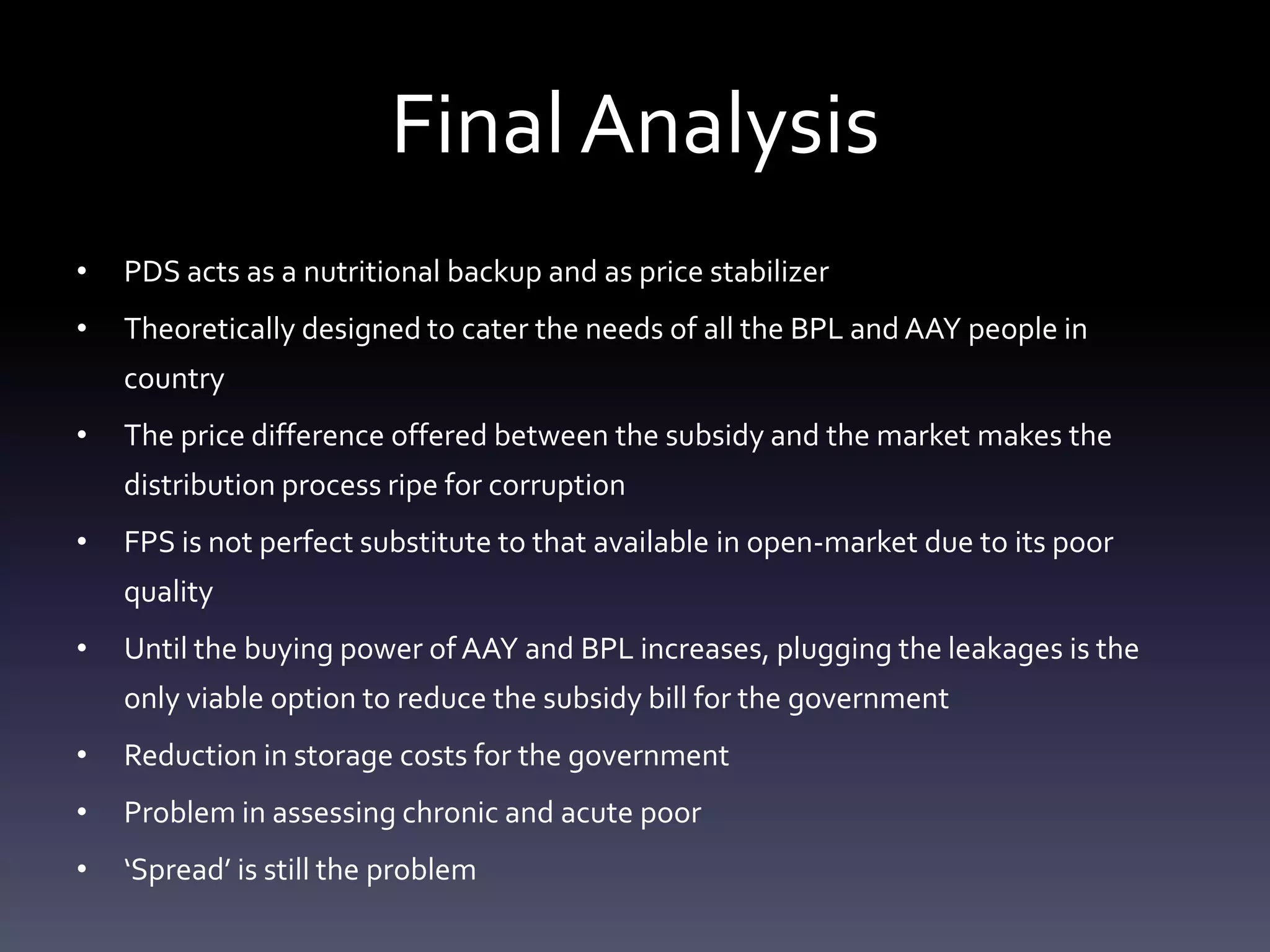 Program Assessment of Public Distribution System Scheme | PPT