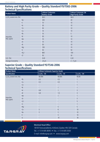 Lithium Carbonate for Li-ion Battery Manufacturing | PDF